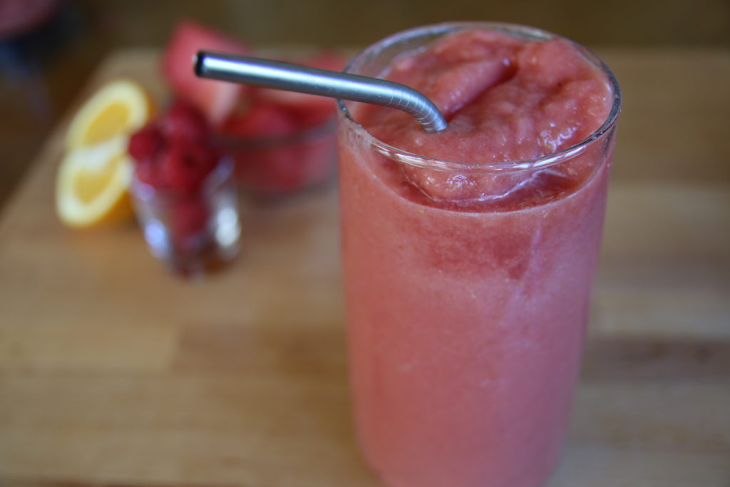 How To Make Frozen Watermelon Raspberry Smoothies